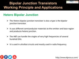 Bipolar junction transistors working principle and applications | PPT