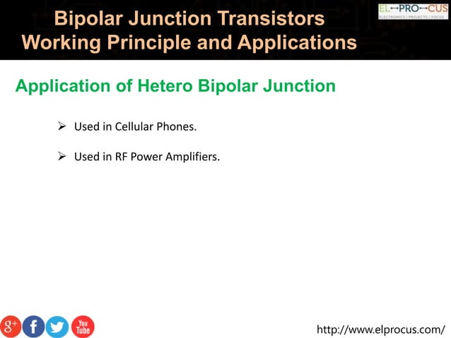 Bipolar junction transistors working principle and applications | PPT