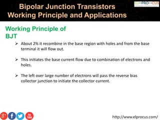 Bipolar junction transistors working principle and applications | PPTX