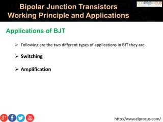 Bipolar junction transistors working principle and applications | PPT