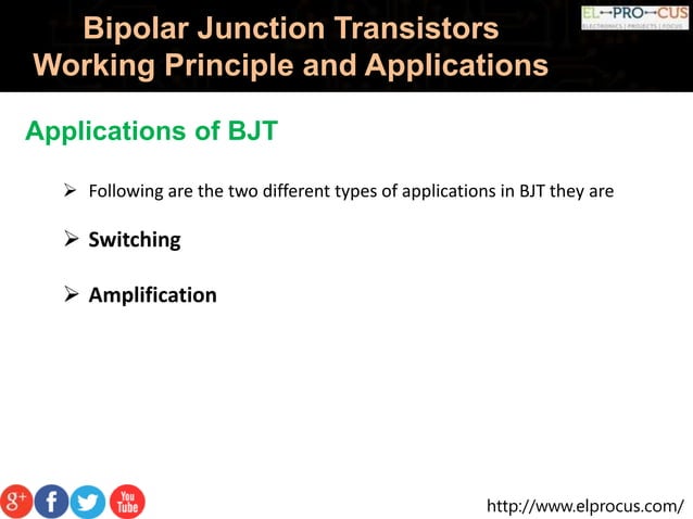 Bipolar junction transistors working principle and applications | PPT