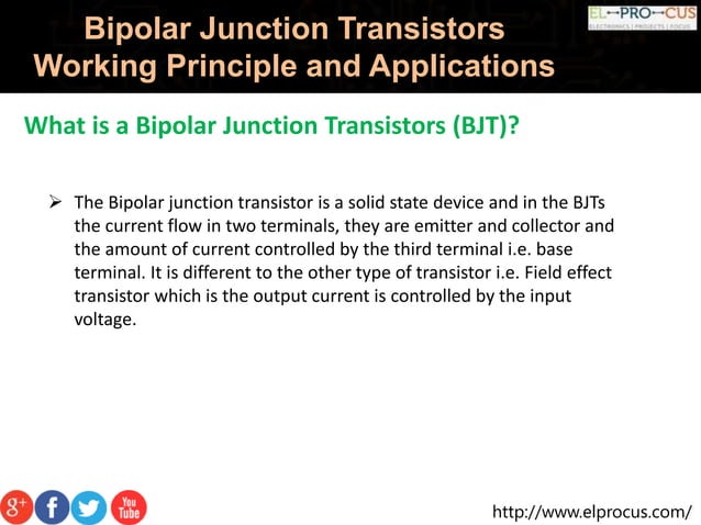 Bipolar junction transistors working principle and applications | PPT