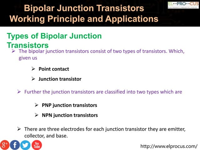 Bipolar junction transistors working principle and applications | PPT