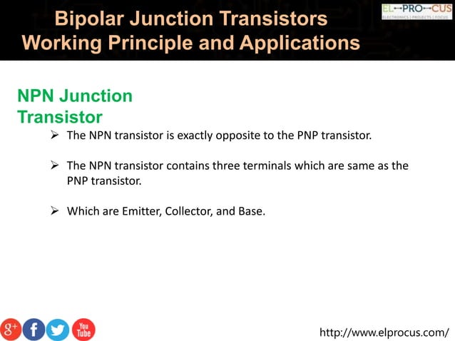 Bipolar junction transistors working principle and applications | PPT