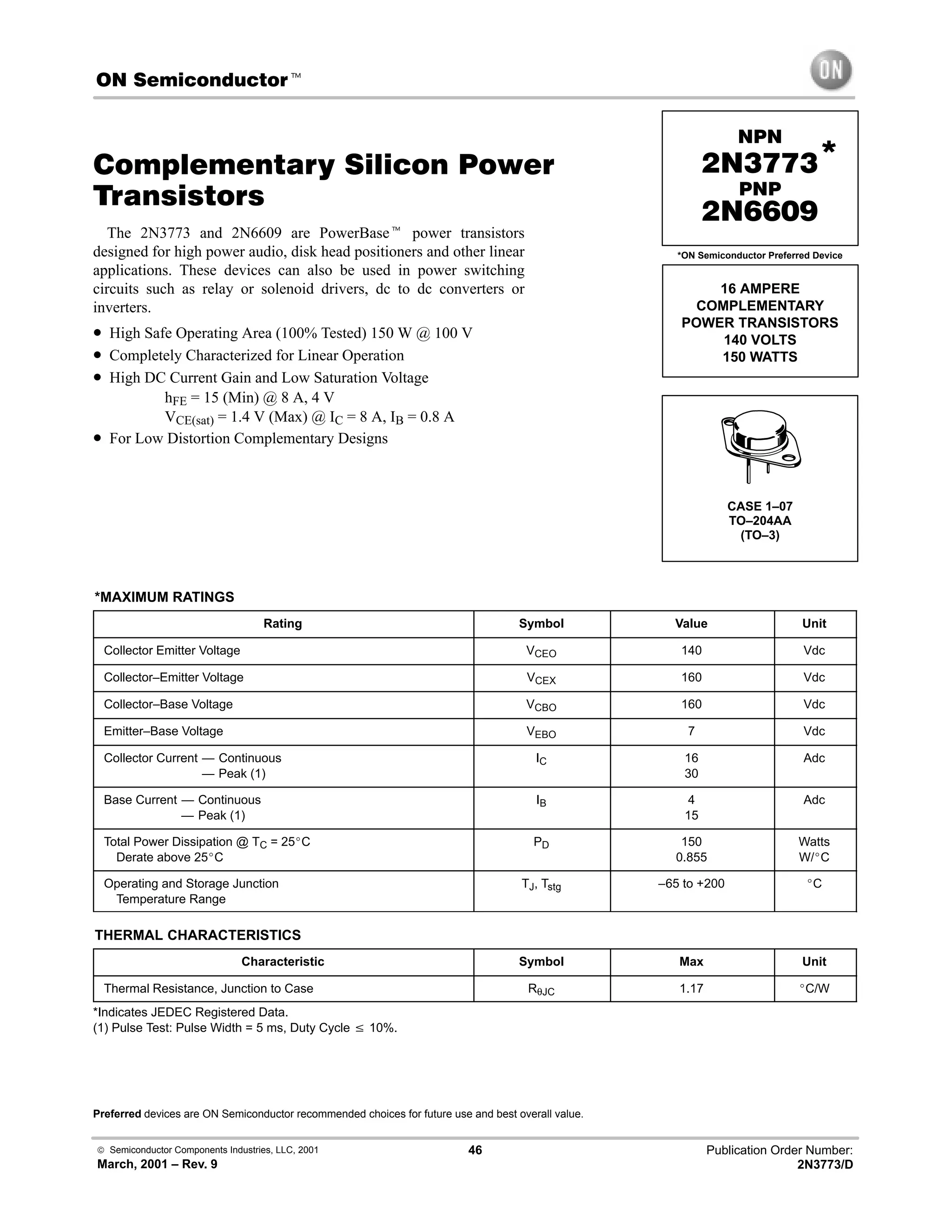 Bipolar Power Transistor Databook - 2001 ON Semiconductor.pdf
