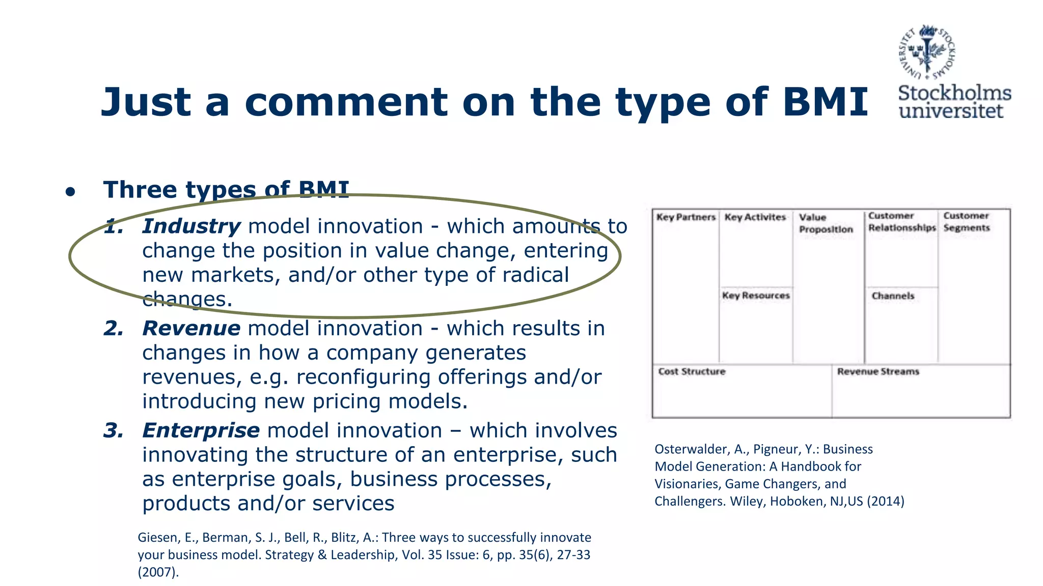 Defining Transformational Patterns for Business Model Innovation | PPT