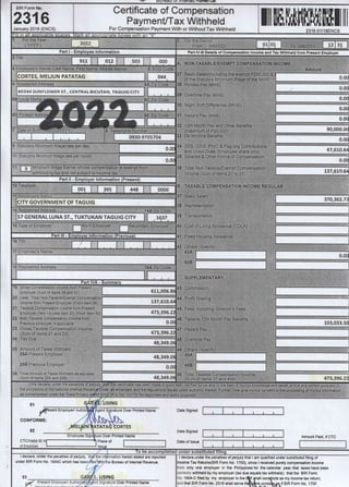 BIR ITR 2316 FORM - MELJUN CORTES | PDF