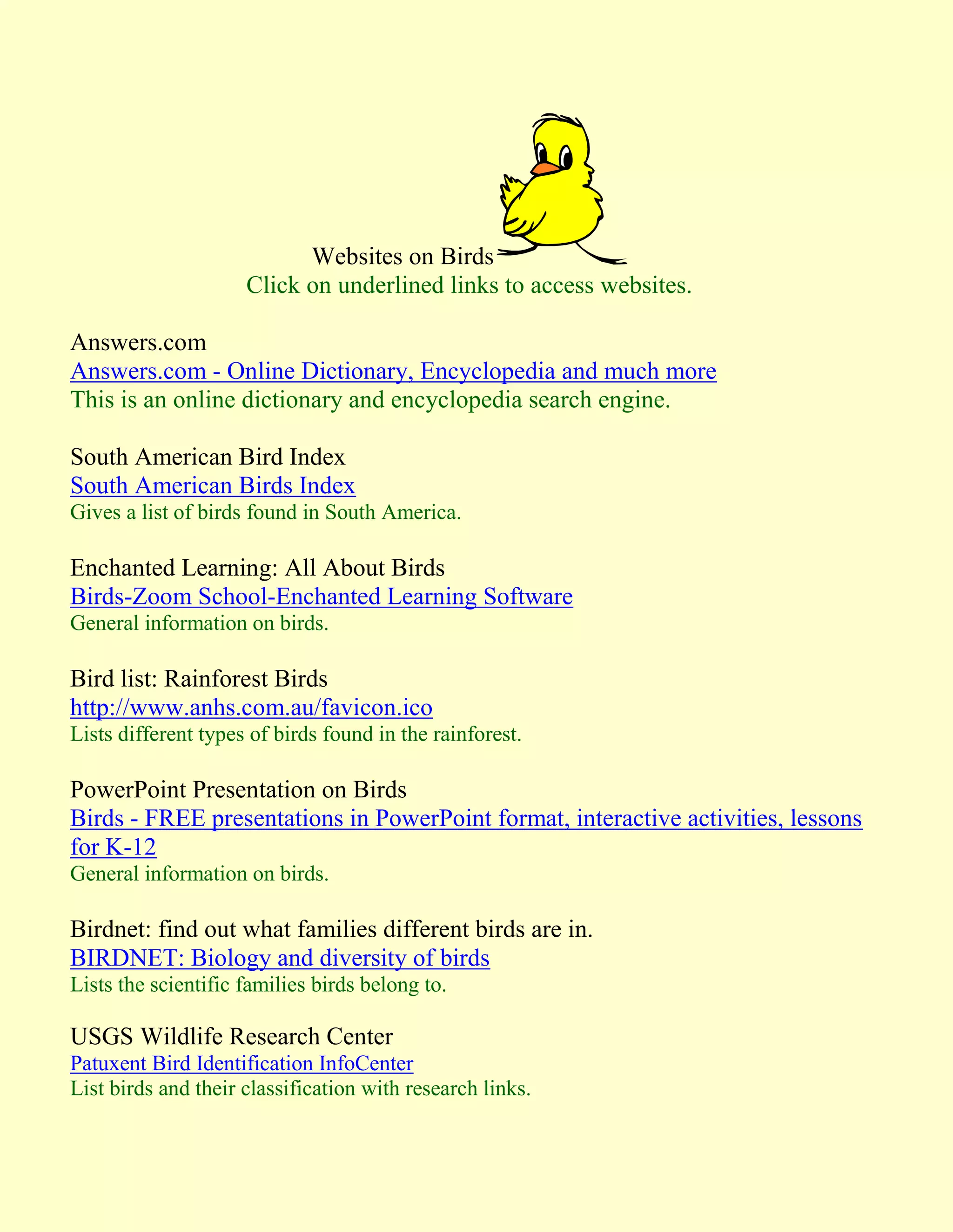 Bird lesson plan | DOCX