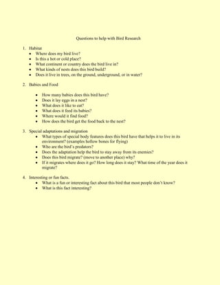 Bird lesson plan | DOCX | Birdwatching | Hobbies & Interests