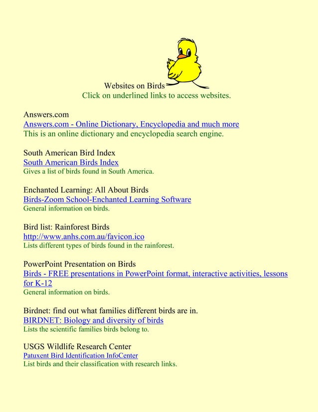 Bird lesson plan | DOCX | Birdwatching | Hobbies & Interests