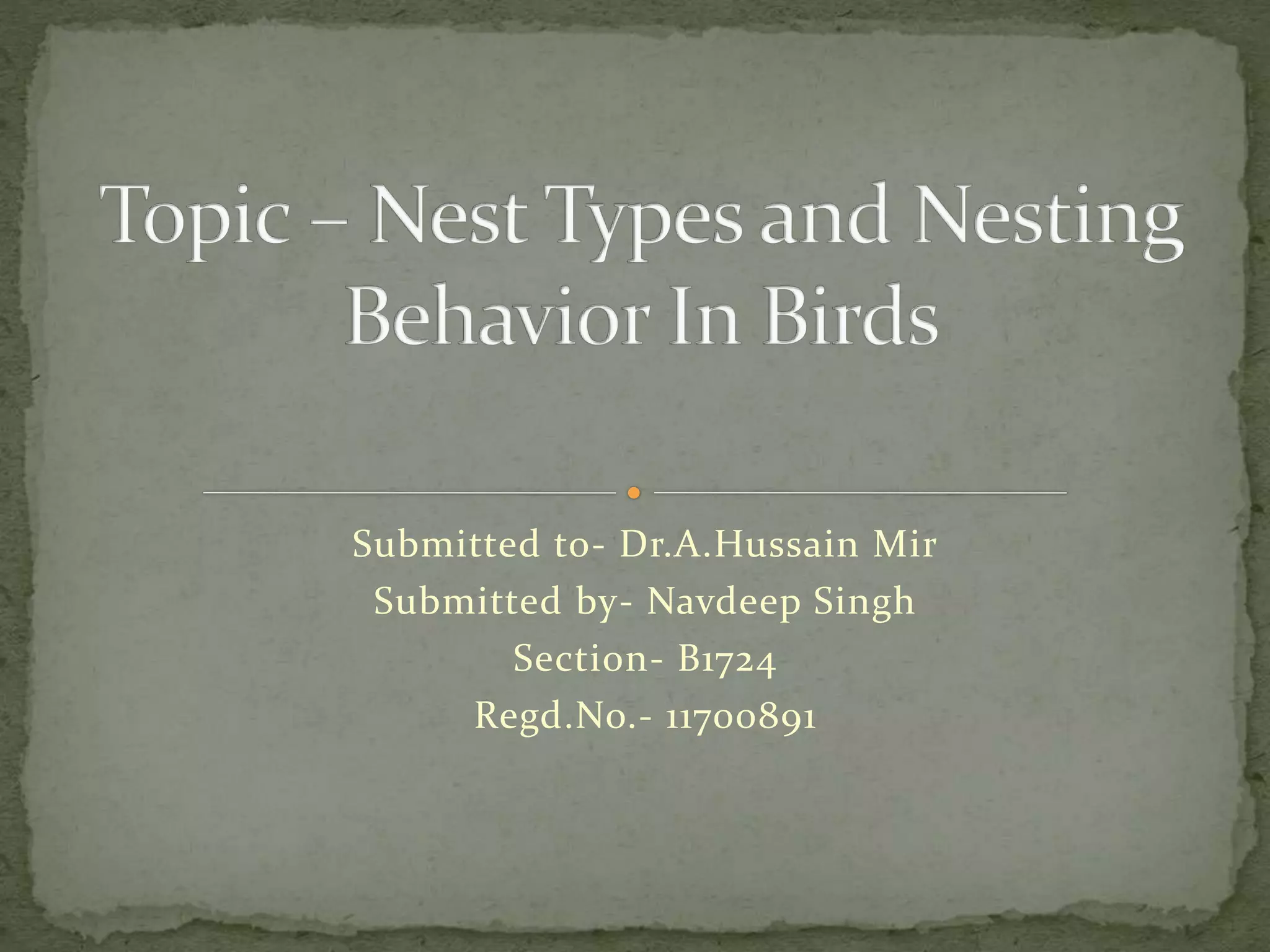 Bird nest type and nesting behaviour in birds | PPTX