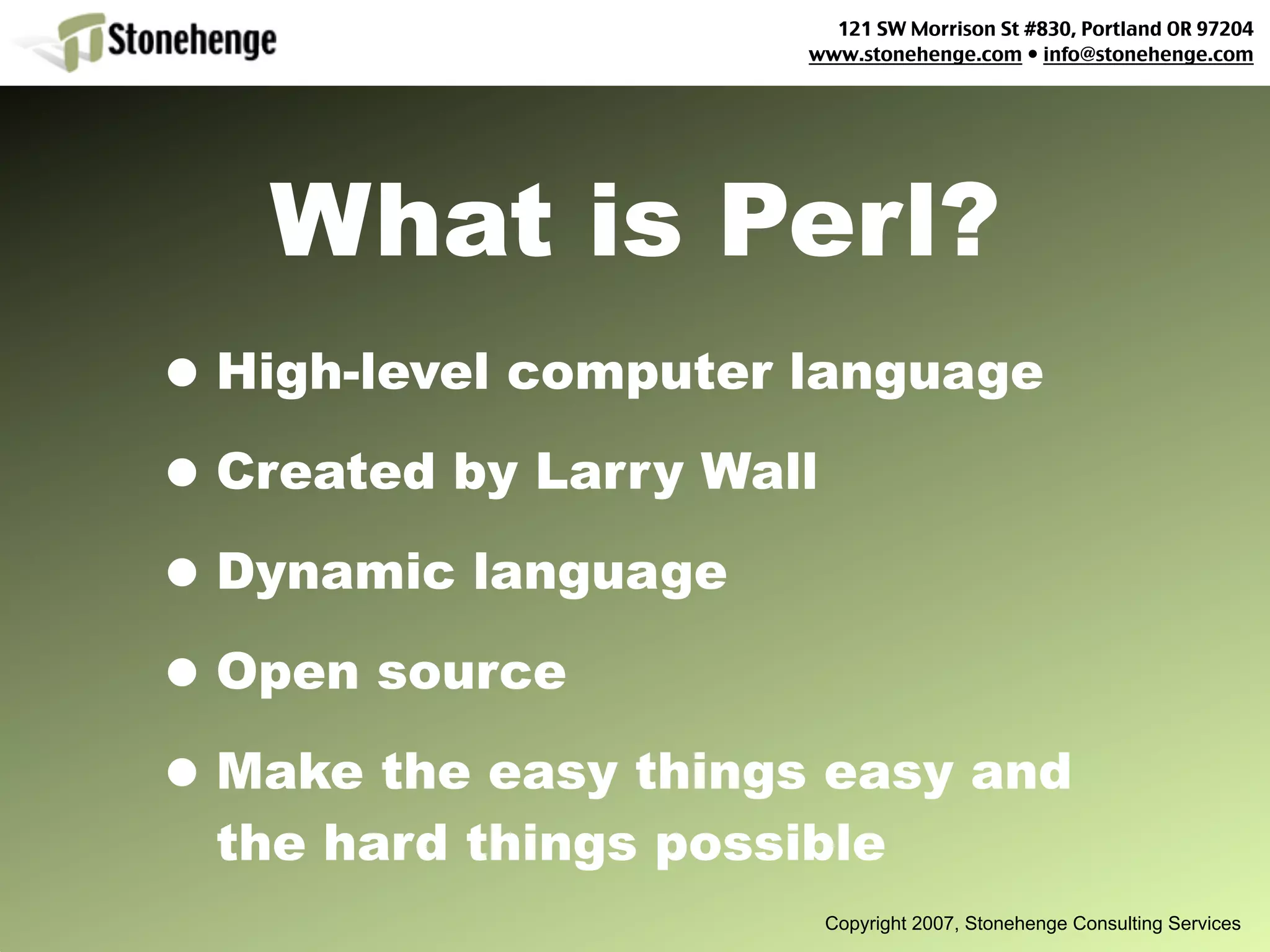 Birds Eye View Of Perl | PDF | Web Development | Internet
