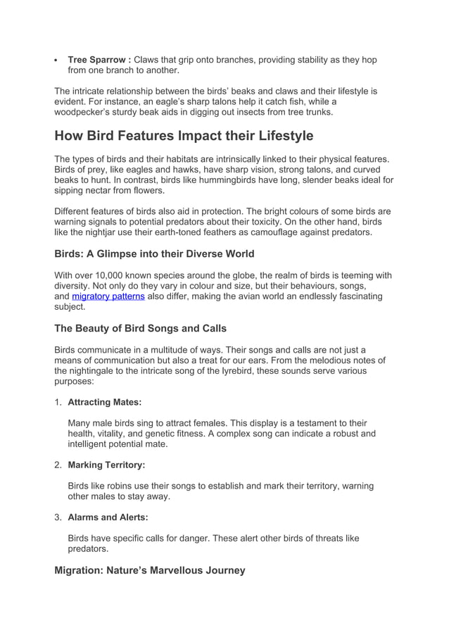 Birds Habitats : Their Features and Types | PDF