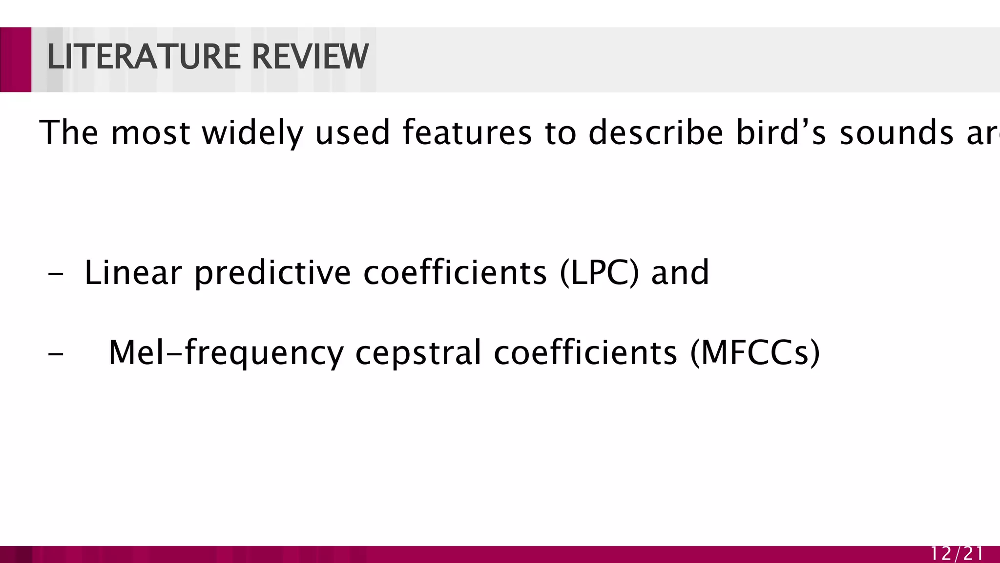 Bird species classification based on their sound | PPTX
