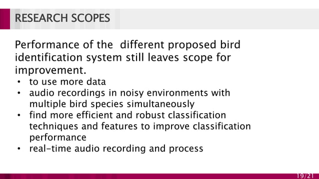 Bird species classification based on their sound | PPTX