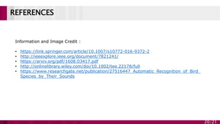 Bird species classification based on their sound | PPTX