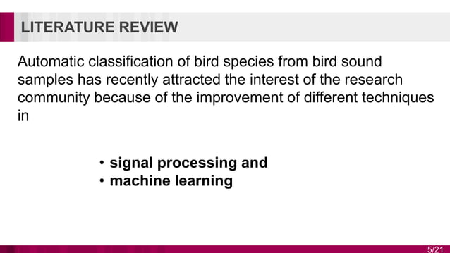 Bird species classification based on their sound | PPTX