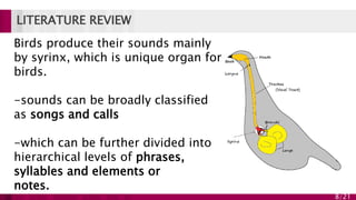 Bird species classification based on their sound | PPTX