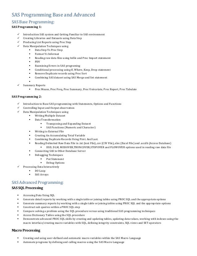 Bi reporting and data analysis training Contents