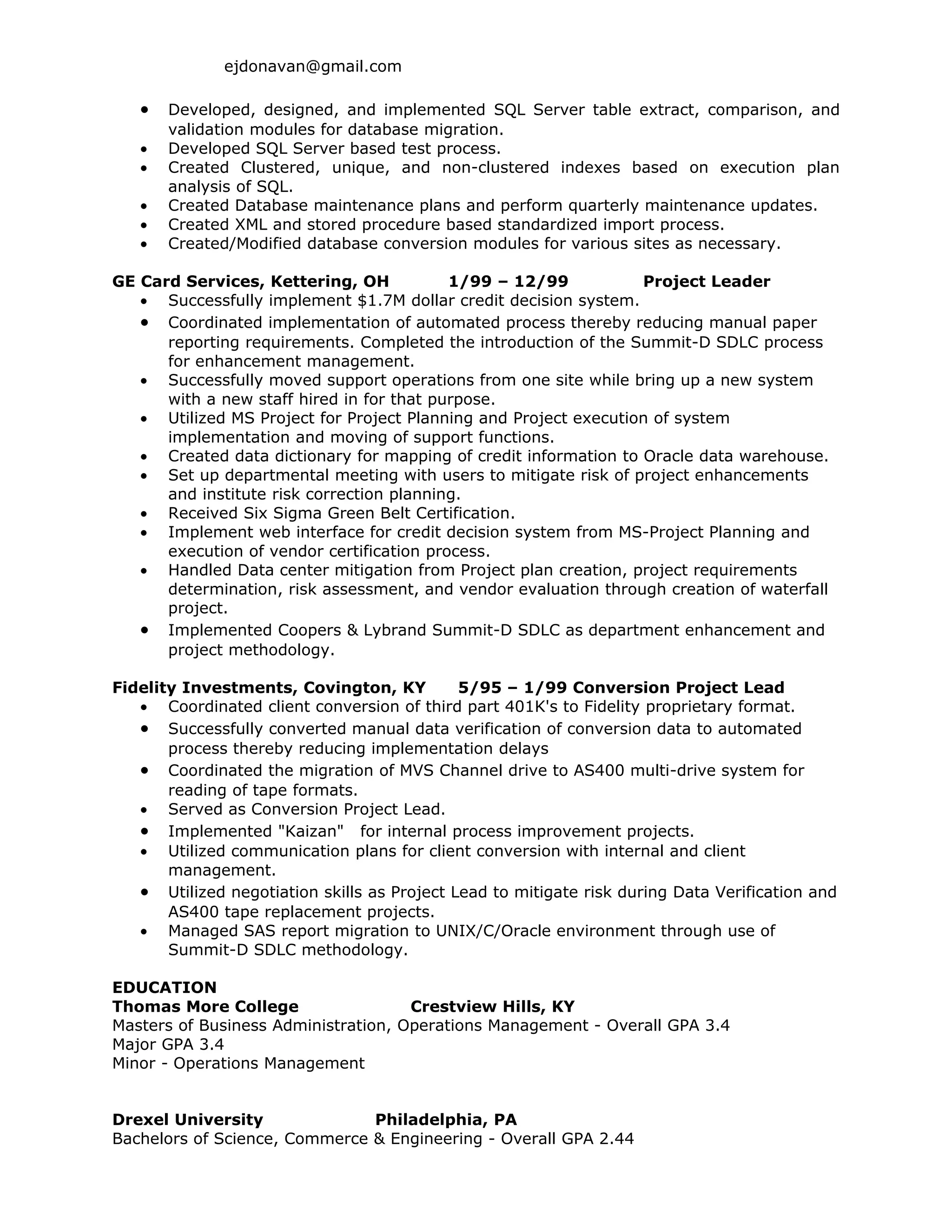 Bi Resume Ejd | DOC | Databases | Computer Software and Applications