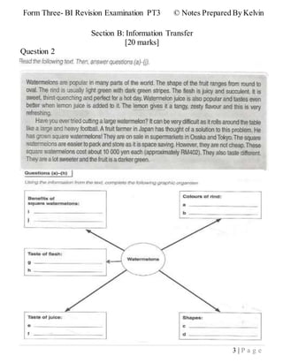 Bi revision examination PT3 By Kelvin | DOCX