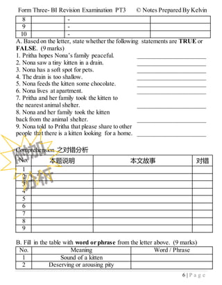 Bi revision examination PT3 By Kelvin | DOCX