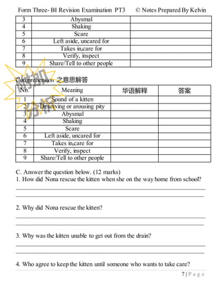 Bi revision examination PT3 By Kelvin | DOCX