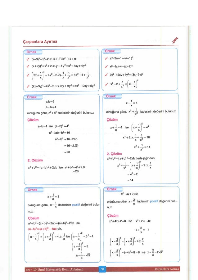 Birey10ka polinomlar carpanlara ayirma | PDF