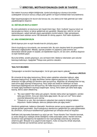 Bireysel motivasyon 50 tavsiye | PDF