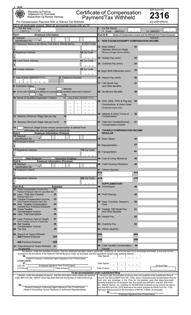 Bir form 2316 | PDF