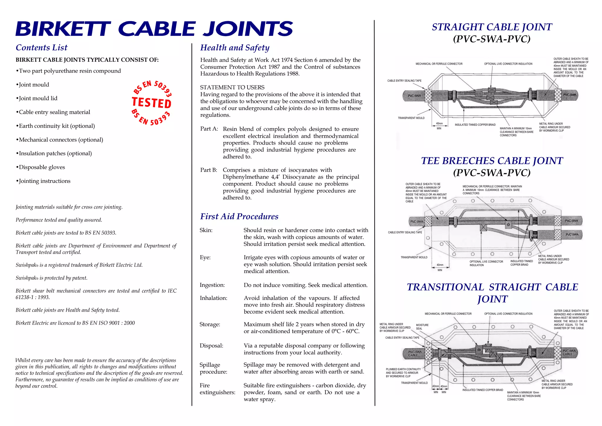 Birkett Cable Jointing Kits - Jointers Instruction | PDF