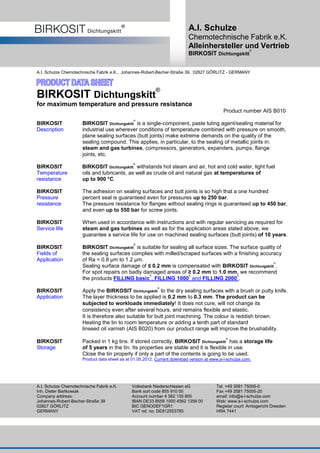 Birkosit tds msds 2012 | PDF | Business Banking & Finance | Business
