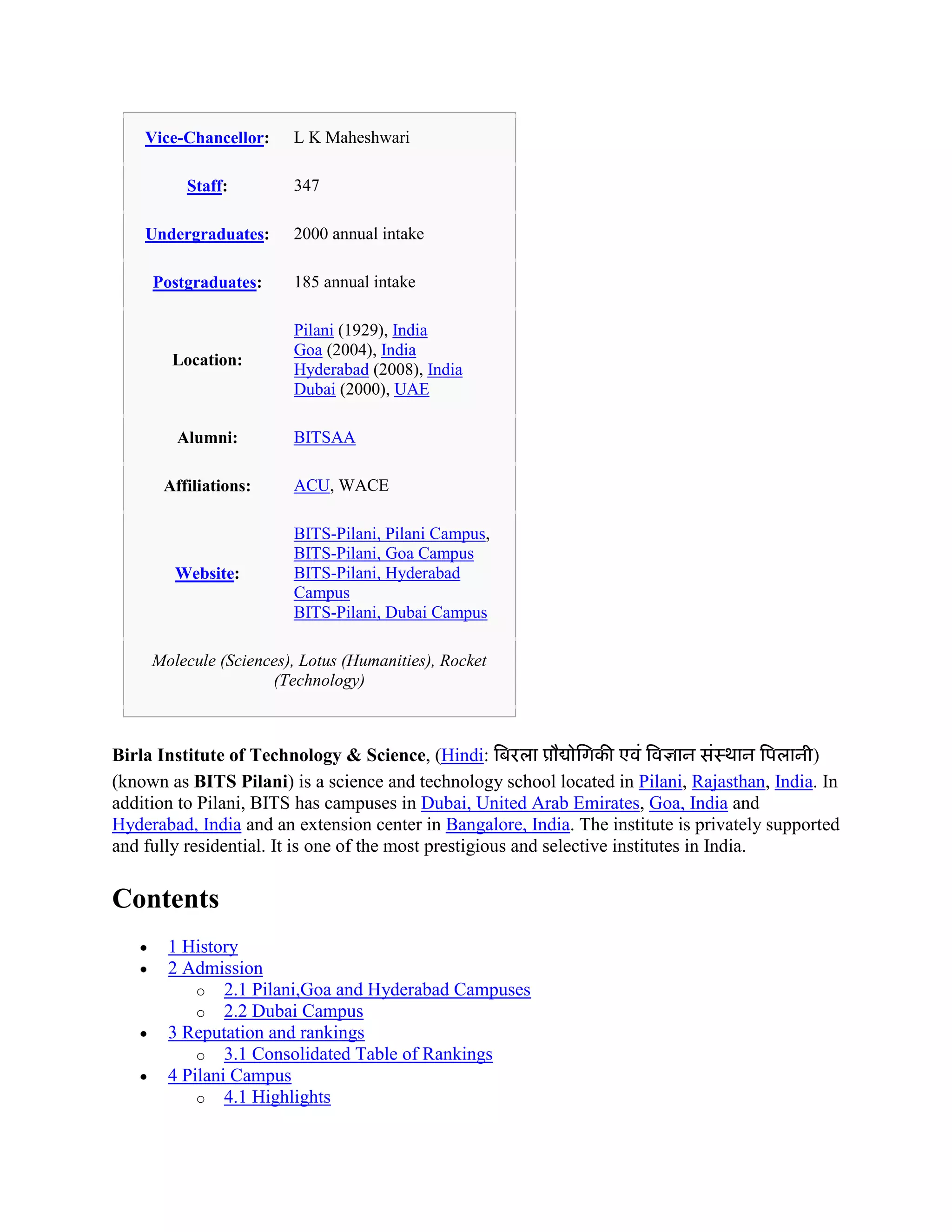 Birla Institute Of Technology And Science Wikipedia, The Free ...