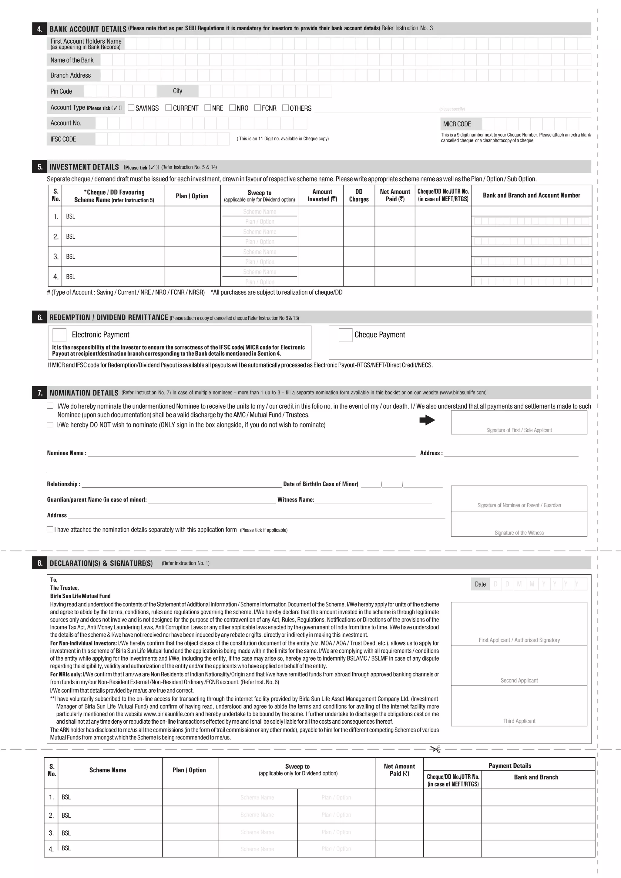 Birla sun life tax plan application form | PDF