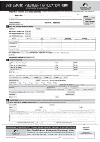 Birla sun life tax plan application form | PDF