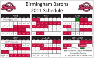 Birmingham Barons 2011 schedule | PDF