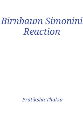 Birnbaum Simonini Reaction | PDF
