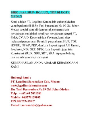 Biro jasa siup, tdp, ho | PDF