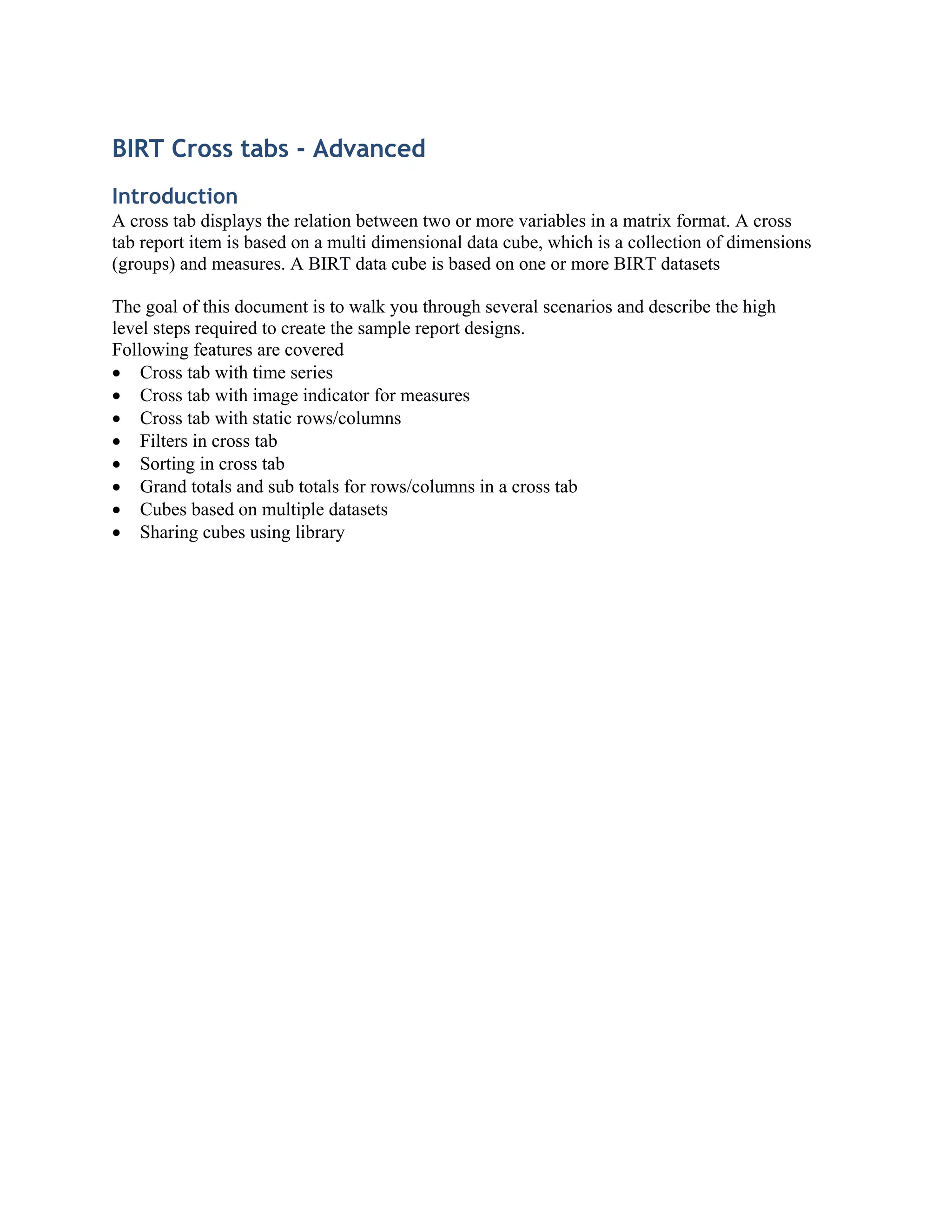 Birt crosstabtutorialadvanced | PDF