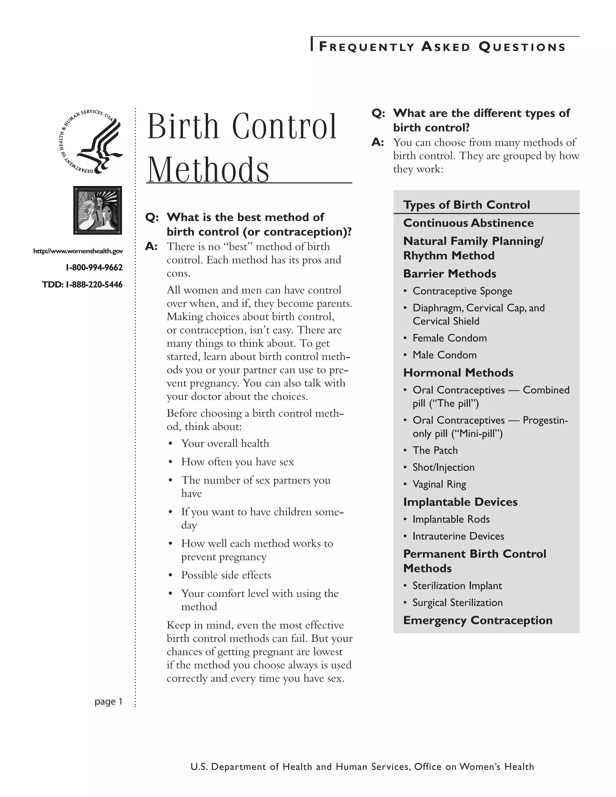 Birth control-methods (1) | PDF | Pregnancy | Reproductive Health