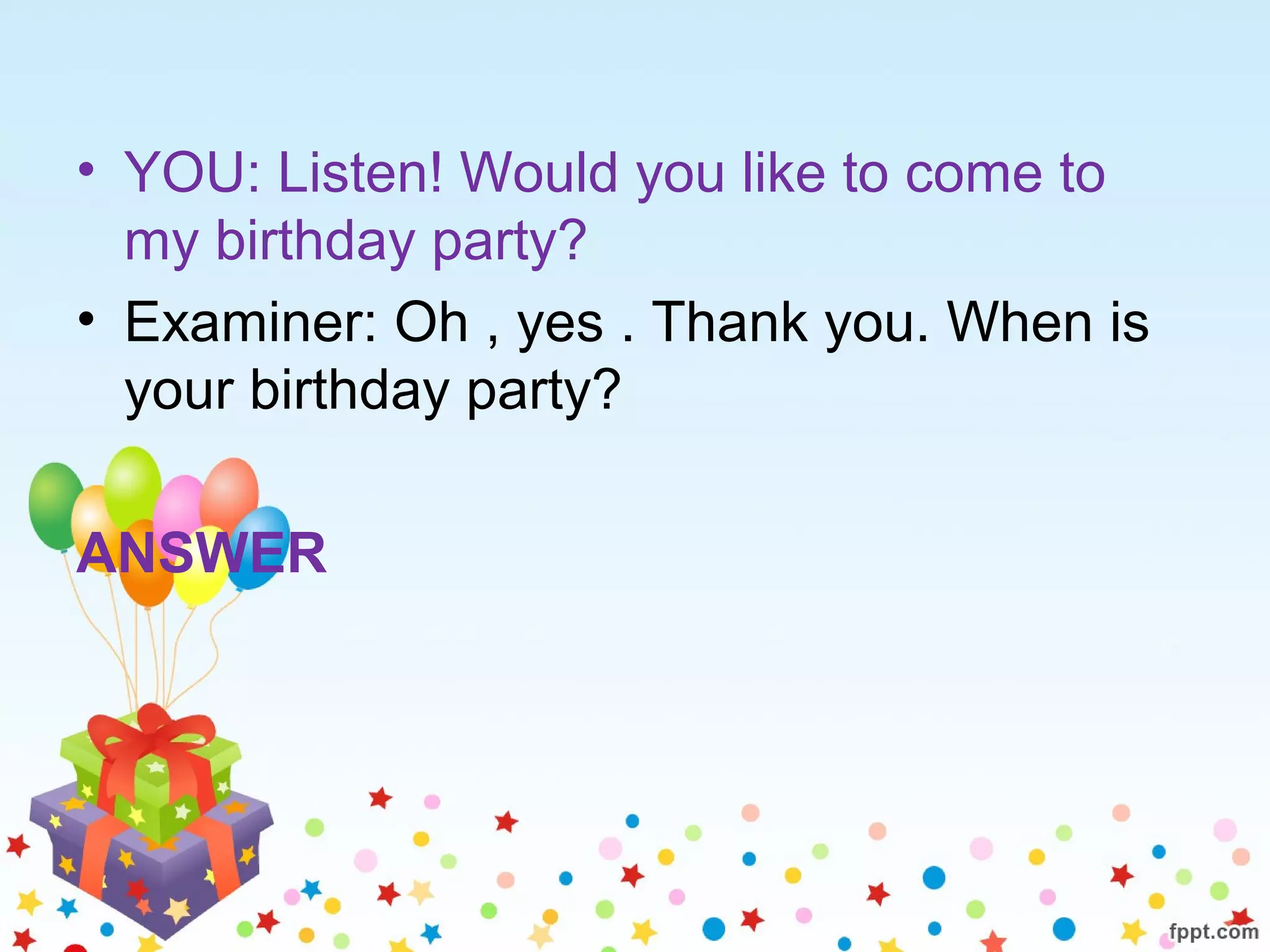 ROLE PLAY: INVITATION TO GO TO A PARTY | PPT