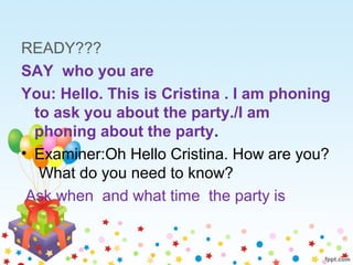 ROLE PLAY: INVITATION TO GO TO A PARTY | PPT