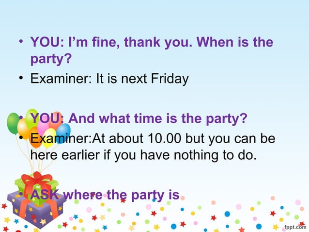 ROLE PLAY: INVITATION TO GO TO A PARTY | PPT