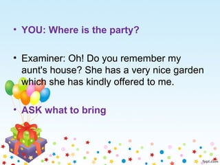 ROLE PLAY: INVITATION TO GO TO A PARTY | PPT