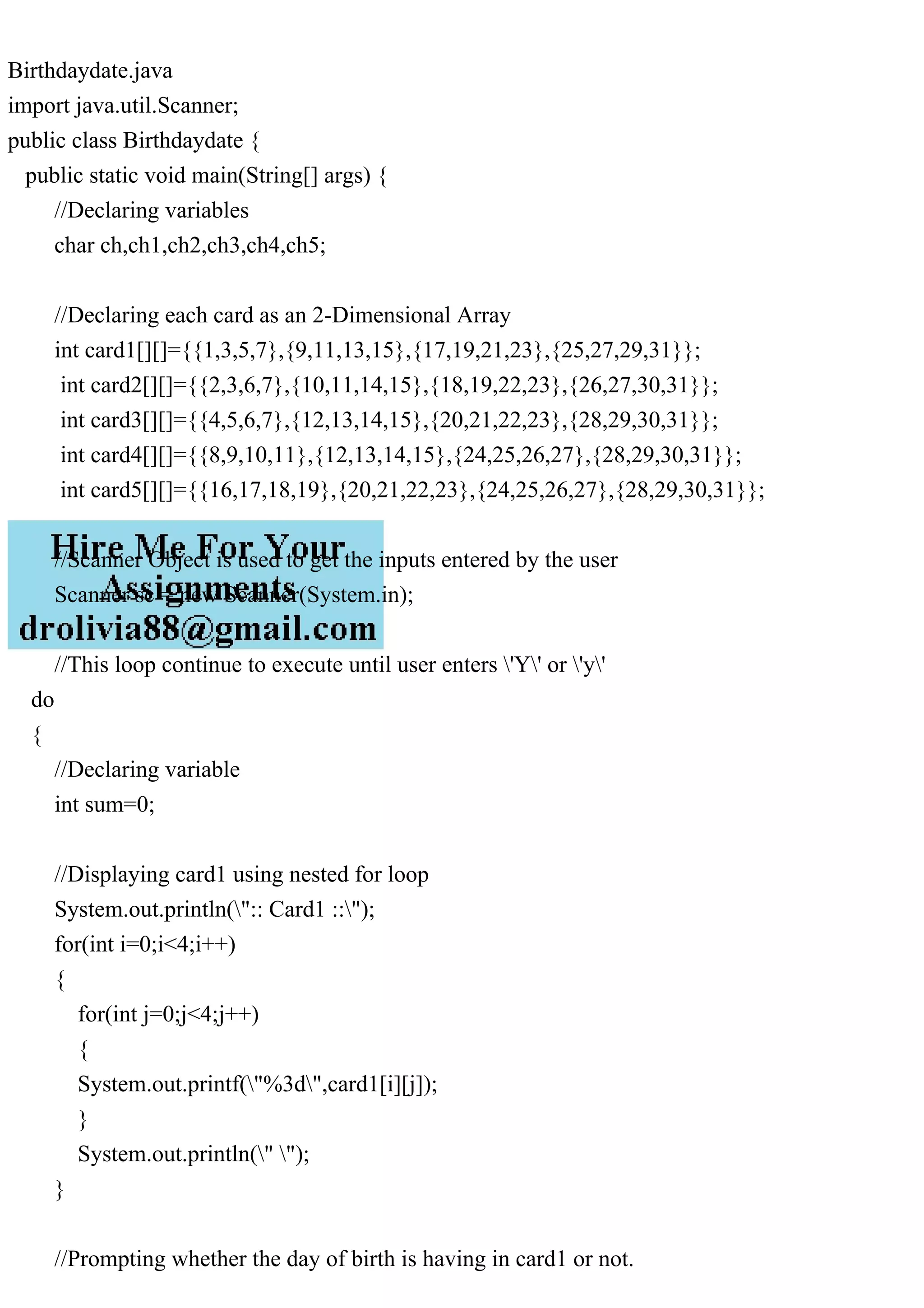 Birthdaydate.javaimport java.util.Scanner;public class Birthdayd.pdf