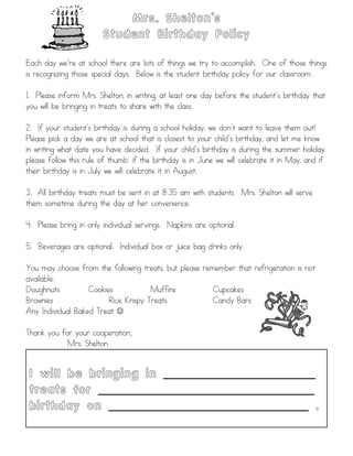 Birthday policy | PDF
