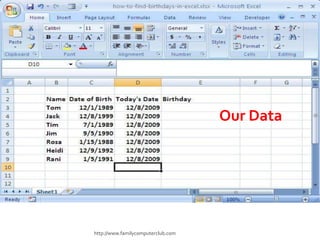 Birthdays In Excel | PPTX | Birthday | Personal Celebrations & Life Events