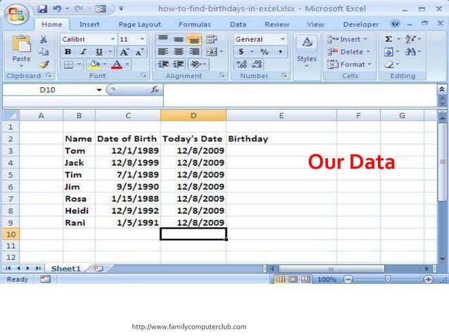 Birthdays In Excel | PPTX | Birthday | Personal Celebrations & Life Events
