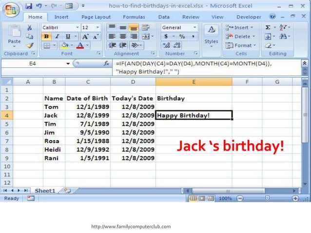 Birthdays In Excel | PPTX | Birthday | Personal Celebrations & Life Events