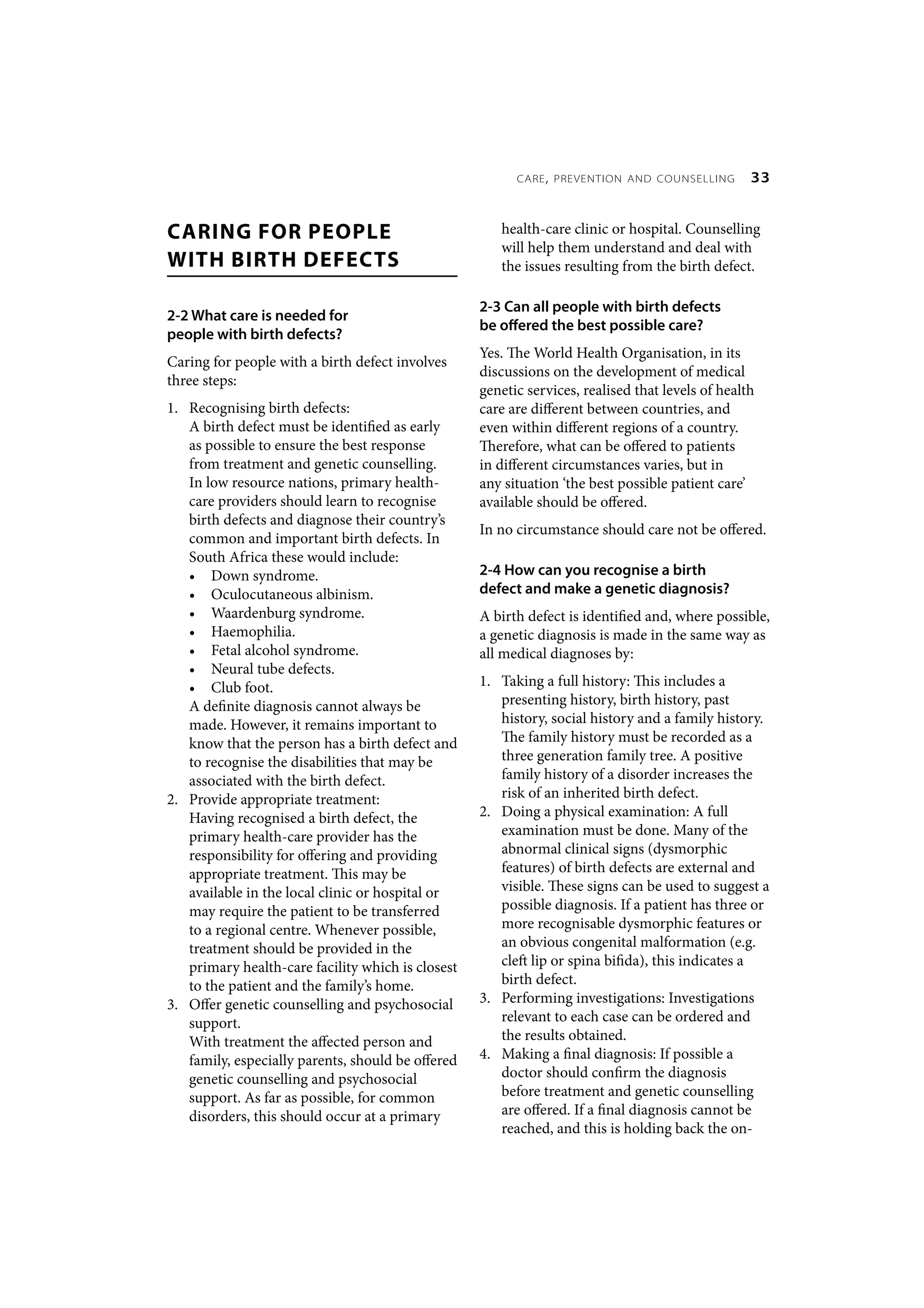 Birth Defects: Care, preventing and counselling | PDF